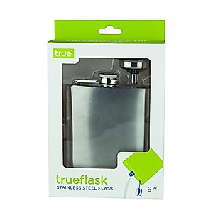 TRUE Stainless Steel Metal Men and Women Drinking Flasks for Vodka Whiskey Tequila Rum Cocktails, Travel, Backpacking, 6 oz, Set of 1, Silver
