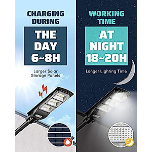 Lovus 2000W Solar LED Street Light, 60000LM Solar Security Flood Light Outdoor with Motion Sensor and Dusk to Dawn for Parking Lot, IP65 Waterproof, Wall or Pole Mount