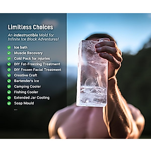 Alaskey® Extra Large Ice Block Mold (Single) - Shape 2.5 lbs Ice Bricks - Professional Silicone Mold for Crafting Giant Ice Cubes, Ideal for Revitalizing Ice Baths, Coolers, and Bartender Accessories