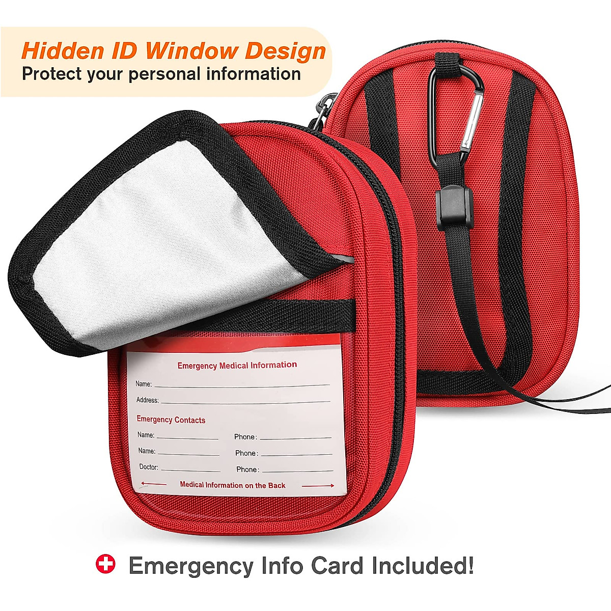 SITHON Insulated Medicine Carrying Case Bag - Small Travel Medication Organizer Emergency Medical Pouch Holds Auvi Q, Nasal Spray, Allergy Meds, Asthma Inhaler Case, Red