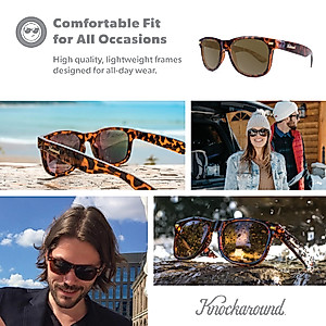 Knockaround Fort Knocks Polarized Sunglasses for Men & Women - Impact Resistant Lenses & Full UV400 Protection, Glossy Tortoise Shell Frames/Brown Lenses'