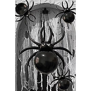 12PCS Halloween Black Spider balloons - 32.5“ Giant and 17.2” Small Spiders Foil Balloon for Halloween Decoration Day of Death New Year Birthday Spooky Party Supplier