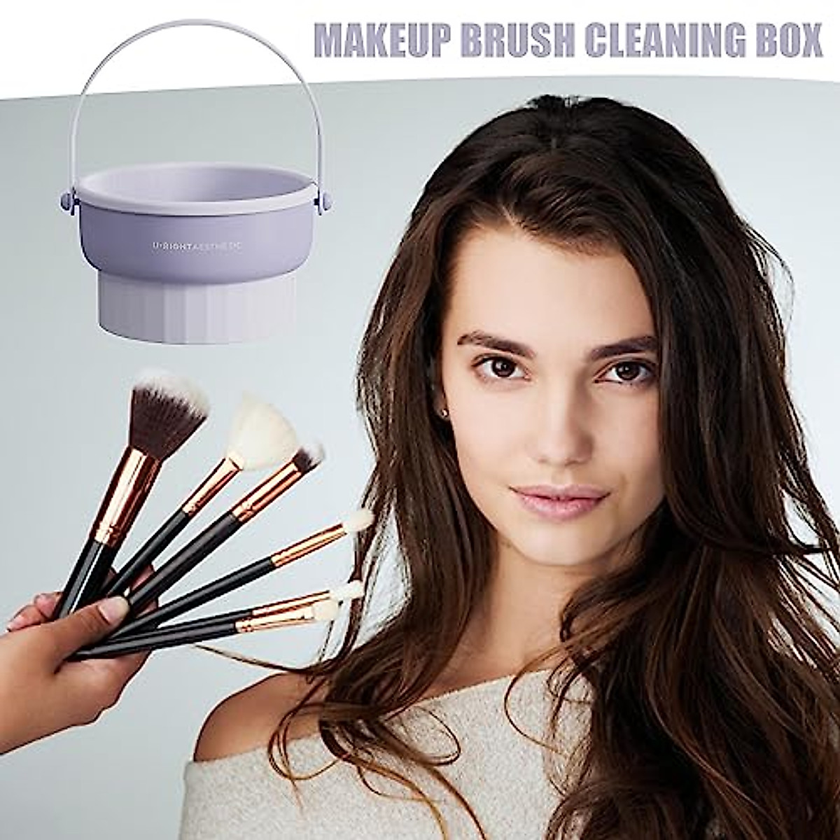 Cosmetic Cleaning Box, Portable Cosmetic Tool Washing Bowl, Silicon Brush Cleaner Pad, 300g Makeup Brush Washing Box, Cosmetic Cleaning Mat, Scrubber Bowl Pad for Makeup Sponge Powder Puff Brushes