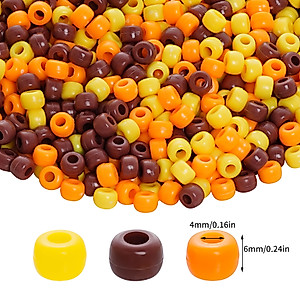 1000 Pcs Fall Thanksgiving Beads Assorted Opaque Round Plastic Beads for Home Decor Necklaces Bracelets Earrings DIY Crafts (Brown Orange Yellow)