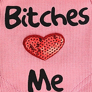 DroolingDog Pet Dog Clothes Puppy Shirt Dog Sweater Bitches Love ME Dog T-Shirt for Small Dogs, Large, Pink