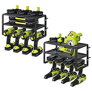 Bodato Power Tool Organizer, 3 Layers Wall Metal Floating Tool Shelf Garage Storage Drill Holder and Tool Holder, Heavy-Duty Utility Rack for Cordless Drill & Screwdriver Gift for Father, Husband