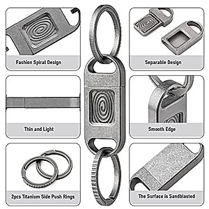 TISUR Quick Release Keychain,Titanium EDC Pull Apart Key Chain,Detachable Carabiner Keychain with 2pcs Titanium Key Rings