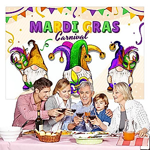 Mardi Gras Masquerade Masks Purple Green Gold Banner Backdrop Crown Theme Decor Decorations for King Cake Party Birthday Party Mardi Gras Party Carnival New Orleans Party Supplies Favors Background