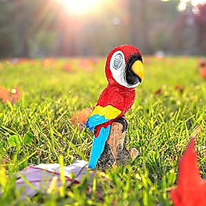 Operitacx Parrot Garden Statue Solar Light Resin Parrot Figurine Animal Sculpture Landscape Lamp for Indoor Outdoor Patio Yard Lawn Decor
