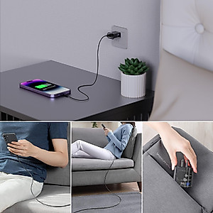 Phone Charger [MFi Certified] 3 Pack 20W PD USB C Wall Fast Charger Adapter with 3 Pack 6FT Type C to Lightning Cable Compatible for iPhone 14 13 12 11 Pro Max XR XS X,iPad (Transparent Black)