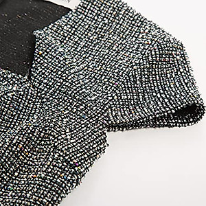 Women's Plaid Pencil Work Dress Cap Sleeve Elegant Tweed Wiggle Dress for Office Medium