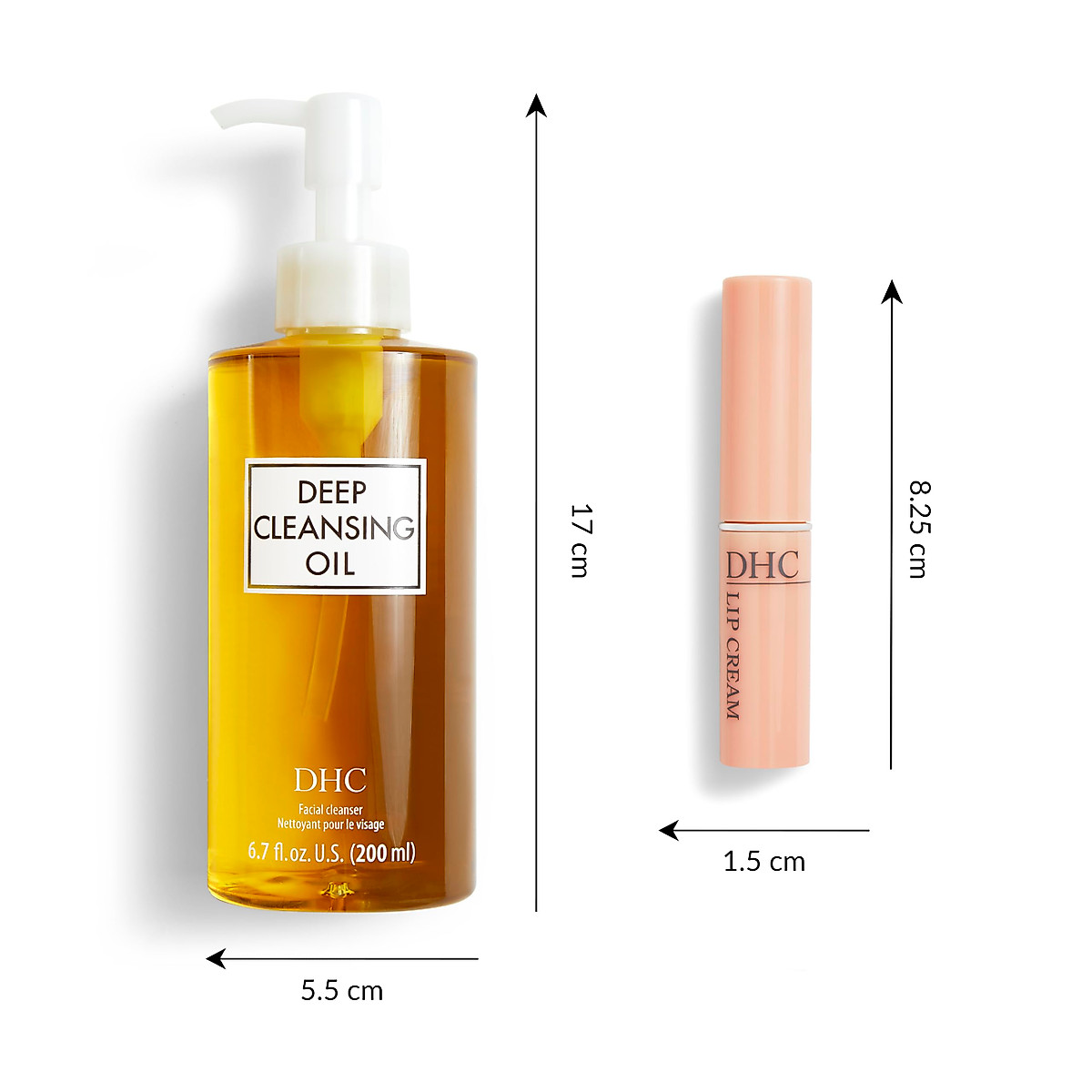 DHC Deep Cleansing Oil and Lip Cream, Facial Cleansing Oil, Makeup Remover, Hydrating, Moisturizing, Soothing, Set, Fragrance and Colorant Free, Ideal for all skin types, 6.7 fl. oz. and 0.05 oz.