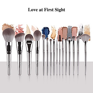Makeup Brushes,Daubigny 16Pcs Silver Premium Synthetic Makeup Brush Set with Professional Foundation Brushes Powder Concealers Eye shadows Blush Makeup Brush for Perfect Makeup
