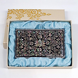 Mother of Pearl Business Card Holder Credit Card Case ID Name Card Holder Metal Card Case Money Cash Case Wallet Arabesque Design