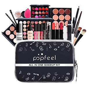FantasyDay All in One Professional Makeup Kit for Women Girls Holiday Makeup Gift Sets Xmas Essential Bundle Include Eyeshadow Palette Lipstick Blush Concealer Eyeliner Mascara Brush Eyebrow Pencil