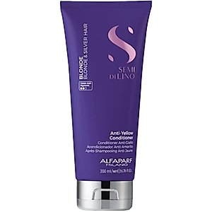 Alfaparf Milano Semi di Lino Blonde Anti-Yellow Hair Conditioner - Purple Conditioner for Blonde, Silver or Brassy Hair - Neutralizes Yellow Tones + Enhances Hydration - Vegan Hair Care (6.76oz)