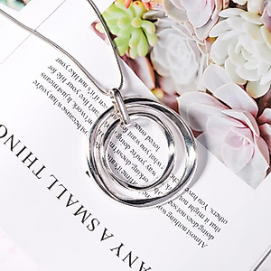 XILAZAB Silver Double Circle Necklace, Long Silver Necklace Sweater long Silver Chain for Women Silver Circle Large Pendant Womens Jewelry Silver Statement Necklace for Women Valentines Gift