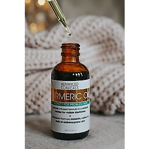 Advanced Clinicals Turmeric Oil Blemish Control Facial Skin Care Serum For Face | Antioxidant Moisturizer W/Rose Extract & Jojoba Oil For Dark Spots, Dry Skin, Redness, & Skin Blemishes, 1.8 Fl Oz