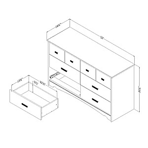 South Shore Tiara 6-Drawer Double Dresser, Pure White with Jewel-Like Handles