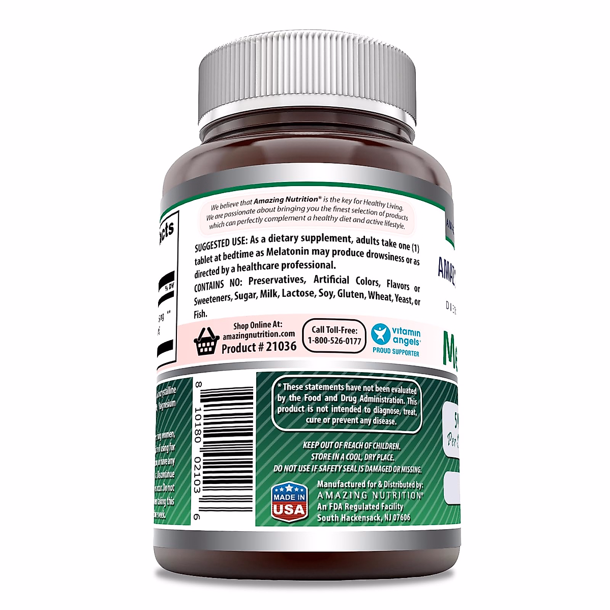 Amazing Formulas Melatonin Supplement | Unflavored | 5 Mg | 180 Tablets | Non-GMO | Gluten Free | Made in USA