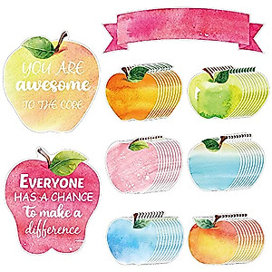 63 Pieces Paper Fruit Cutouts Bulletin Board Set, Watercolor Fruit Accent Cutouts Classroom Wall Decorations Motivational Fruit Calendar Decor Name Tags for Back To School, First Day of School