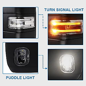 ECCPP Tow Mirrors Towing Mirrors Compatible with 2004-2014 for Ford for F-150 Pickup Truck with Left Right Side Power Control Heat Turn Signal Puddle Auxiliary Light with Chrome Housing