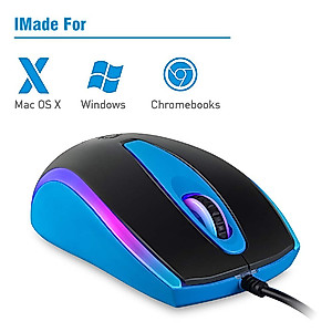 COOLERPLUS Wired Mouse, 1200DPI, Rainbow Breathing Light, USB Computer Mouse for Kids/School/Office/Home/Gaming Mouse, Compatible with Windows for PC, Laptop, Desktop, MacBook(Grey)