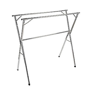 Camco Portable Clothes Drying Rack | Features 3 Horizontal Drying Rods | Extend from 60-inches to 95-inches Long to Provide Plenty of Drying Space | Light Weight Stainless Steel (51339)
