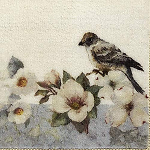 The Lakeside Collection Floral Bluebird Motif Home Accent Rug with Nonslip Backing