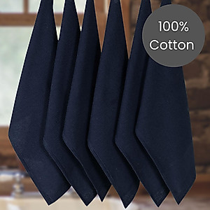Linen Hub 12 Pack Kitchen Dish Towels 100% Cotton 16x26 Absorbent Durable Washable, Tea Towels, Dish Cloths, Bar Towels, Cleaning Towels, Kitchen Towels with Hanging Loop, Navy Blue