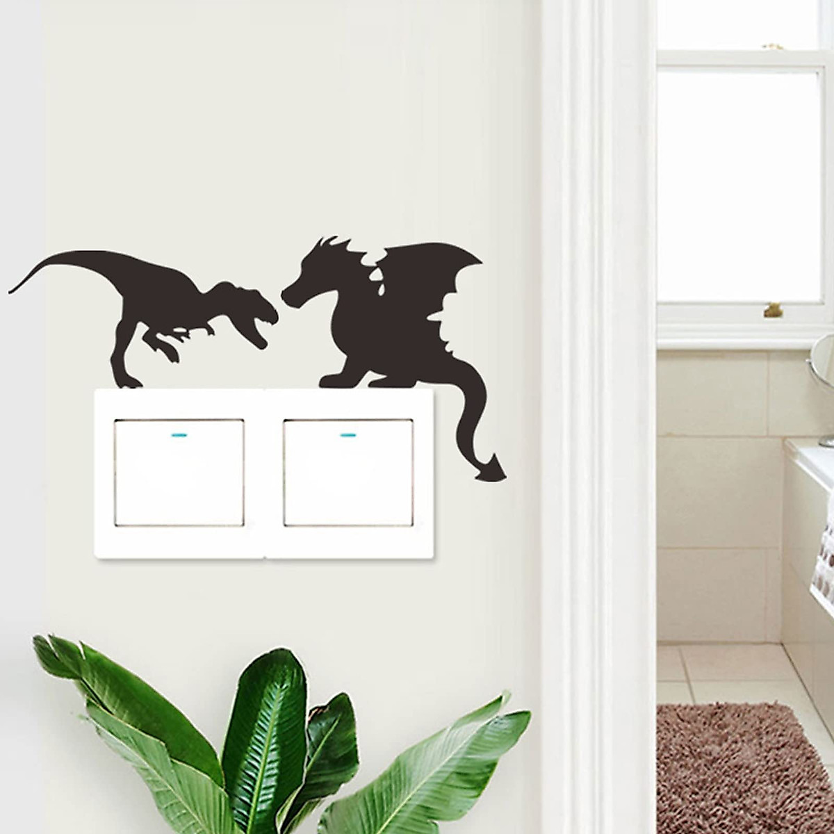 Dinosaur Light Switch Decal Sticker,Cute Dinosaurs Bedroom Wall Sticker Peel & Stick Cartoon Wall Art Home Decor Stickers