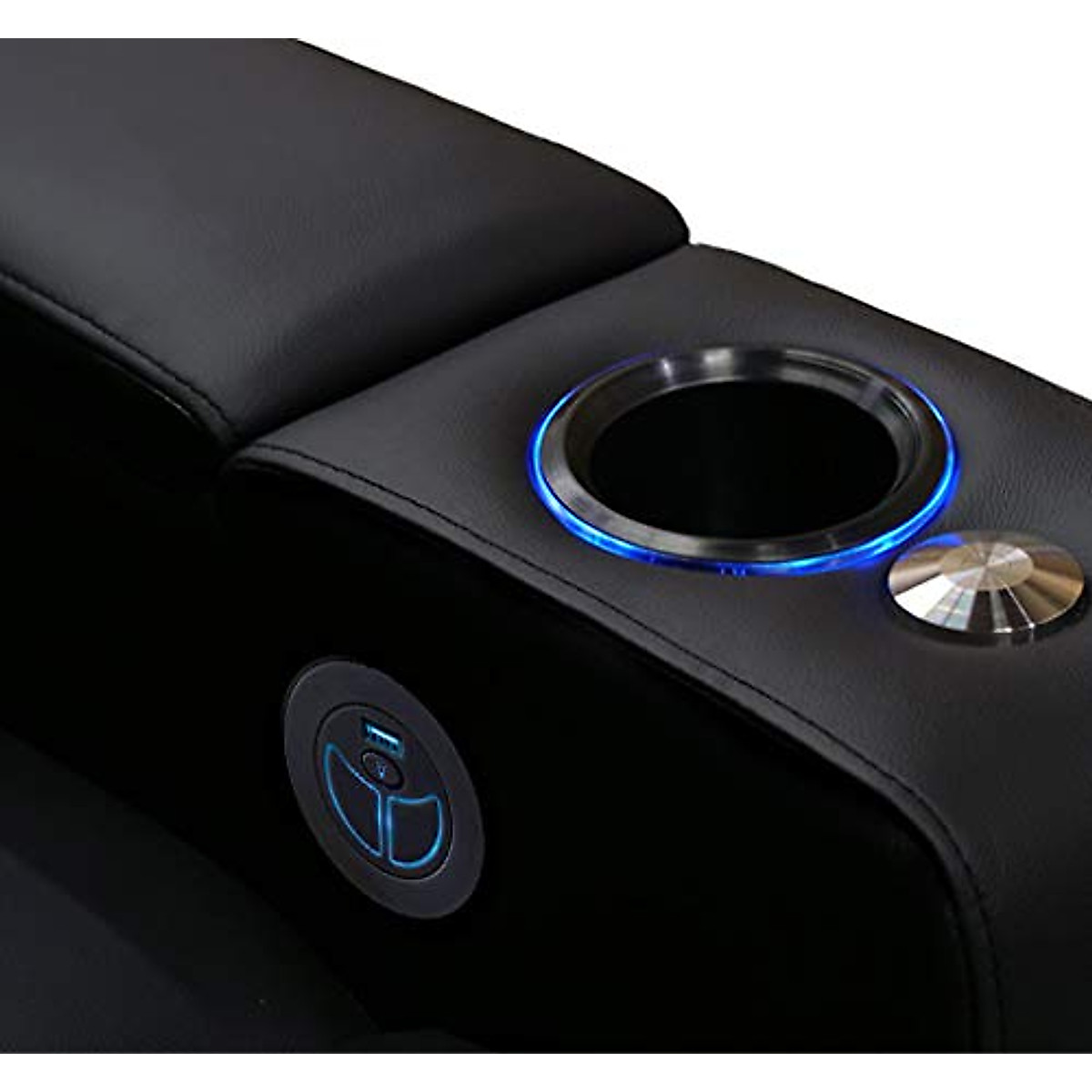 Valencia Piacenza Home Theater Seating | Premium Top Grain Nappa 9000 Leather, Power Recliner, LED Lighting (Row of 4, Black)