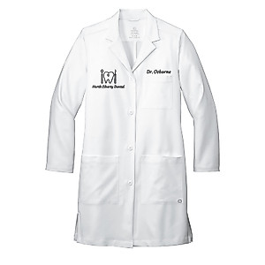 INK STITCH Custom Women WW4172 Custom Embroidered Logo Texts Long Lab Coat - XL White