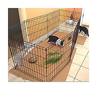 Bunny Rabbit Pen Exercise Indoor 41-Inch with Door House Pet Dog 8 Panel Gate Yard Enclosure X Pen Xpen Fence Playpen & by OISTRIA
