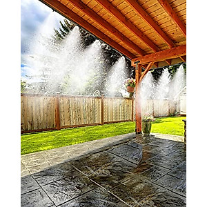 wudee Misters for Outside Patio, 33FT(10M) Misting Line, 8 Brass Mist Nozzles and Brass Adapter(3/4"), Detachable Misters for Patio and Garden Trampoline for waterpark