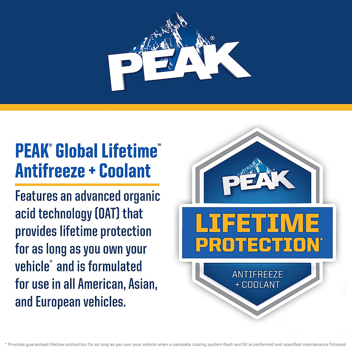 PEAK Global Lifetime Concentrate Antifreeze and Coolant for All Vehicles, 1 Gal.