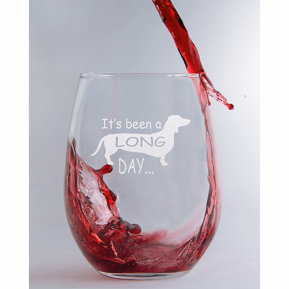 CARVELITA It's Been A Long Day 15oz Engraved, Sarcastic Gifts For Best Friends, Cute Funny Stemless Dachshund Wine Glass, For Her, Mom, Wife, Girlfriend, Sister, Grandmother, Aunt, Friends