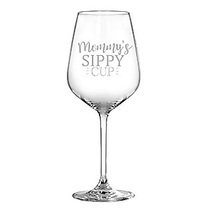 Mother’s Day Gift - Mommy’s Sippy Cup Wine Glass 15Oz, Funny Mom Wine Glass Gift for Wife Mom New Mom First Mom, Perfect Birthday Christmas Gag Gift from Husband Son Daughter Kids