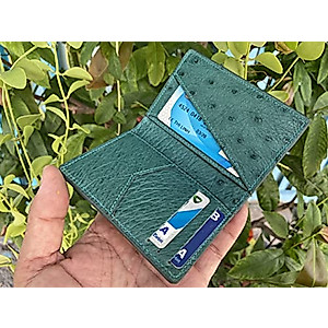 Doubleside Green Body Ostrich leather skin Credit Cardholder, leather credit cardcase, leather creditcard cover