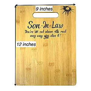 Gift for Son-in-Law Birthday, Christmas, Wedding Unique Engraved Bamboo Cutting board 9” x 12”