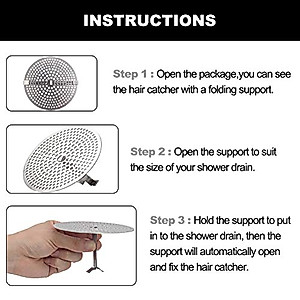 EXPAWLORER Hair Catcher Shower Drain - Stainless Steel Drain Hair Catcher Bathtub Strainer with Stand for Regular Drains