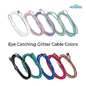 LIQUIPEL USB Type C Cable 6ft, USB A 2.0 to USB-C Fast Charger Extra Long Durable, Glitter Cables (Pink)