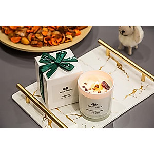 Organic Candles with Crystals Inside, Non Toxic Natural Candles, Crystal Candles for Home Scented, Juniper Lavender Aromatherapy Candle Gift for Women, Mothers Day Gifts, Mom Birthday Gifts