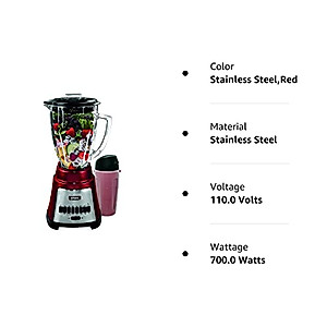 Oster BLSTFG-RBG 6-Cup Glass Jar 12-Speed Blender Red