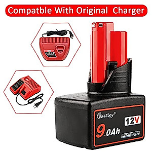 waitley 2 Pack 12V 9Ah Replacement Battery Compatible with Milwaukee M12 9.0Ah Power Tools