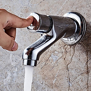 Push Faucet SingleCold Stainless Wall-Mount Self Closing Tap Basin Reduce Splash Faucet Public Bath Wall-Mount