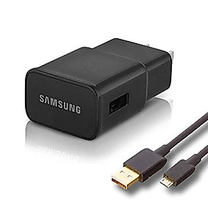 New OEM Samsung Fast Adaptive Wall Adapter Charger for Galaxy S7 S6 Note 5 4 Edge EP-TA20JBE + 10 Foot Micro USB Cable - Black