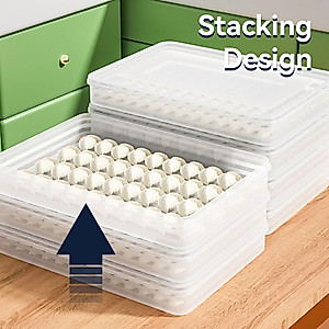 HERCHR Dumpling Storage Box, 4 Layer Food Storage Containers with Lids, Storage,Stackable Large Capacity Fridge Transparent Food Storage Box for Kitchen and Fridge