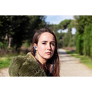 LUDOS Ultra Wired Earbuds in-Ear Headphones, 5 Years Warranty, Earphones with Microphone, Noise Isolating Ear Buds, Memory Foam for iPhone, Samsung, School Students, Kids, Women, Small Ears - Blue