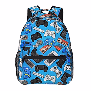 Fiokroo Video Game Controller Background Backpack School Bag For Students Teens Men Women Gaming Theme Laptop Backpacks Travel Daypack Bag With Multiple Pockets